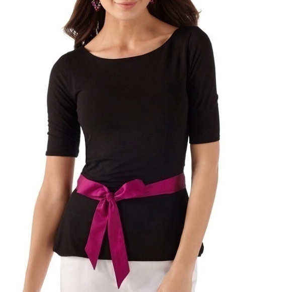White House Black Market | Tops | Nwt Structured Belted Black Peplum ...